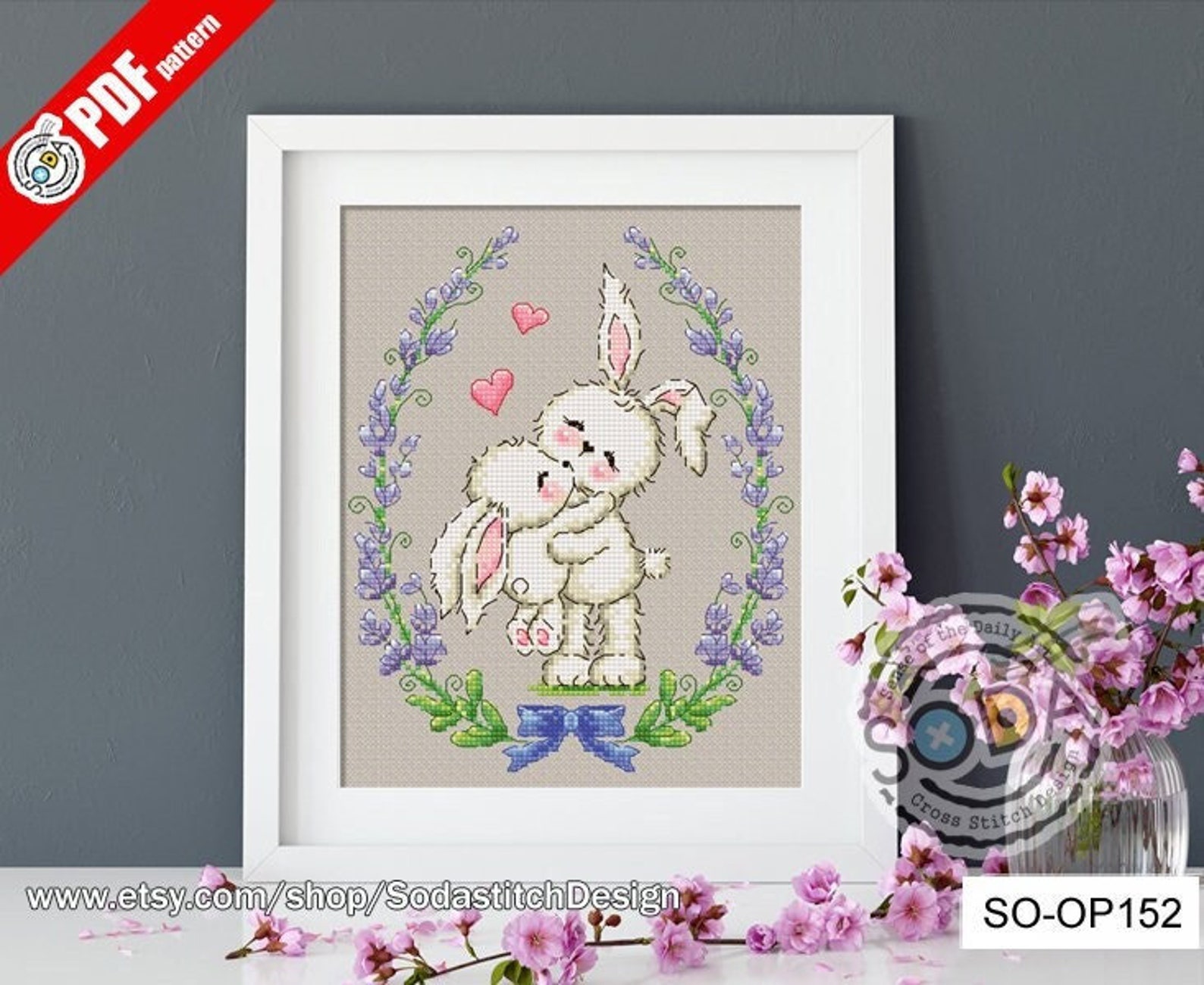 Cross Stitch Pattern Pdf Easter Bunny Happy Easter Rabbit - Etsy