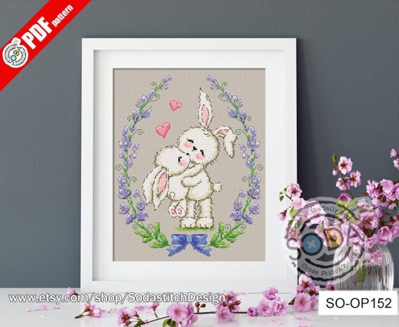Cross Stitch Pattern Pdf Easter Bunny Happy Easter Rabbit - Etsy