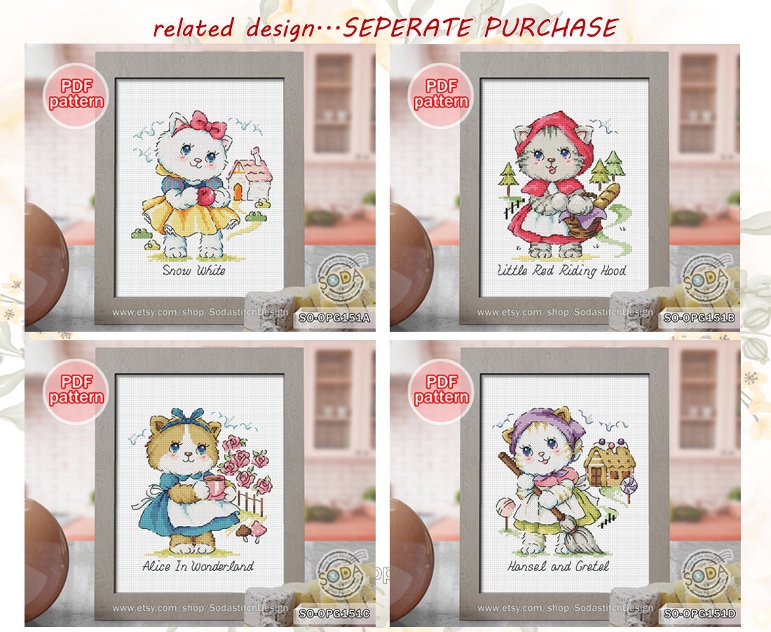 Cross Stitch Pattern Pdf Hansel and Gretel Cat Kitten, SO-OPG151D 'the ...