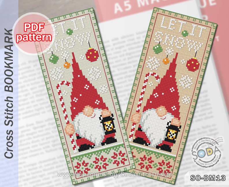 Cross Stitch Pattern Pdf Bookmark Reading Christmas Fairy Elf, SO-BM13 ...