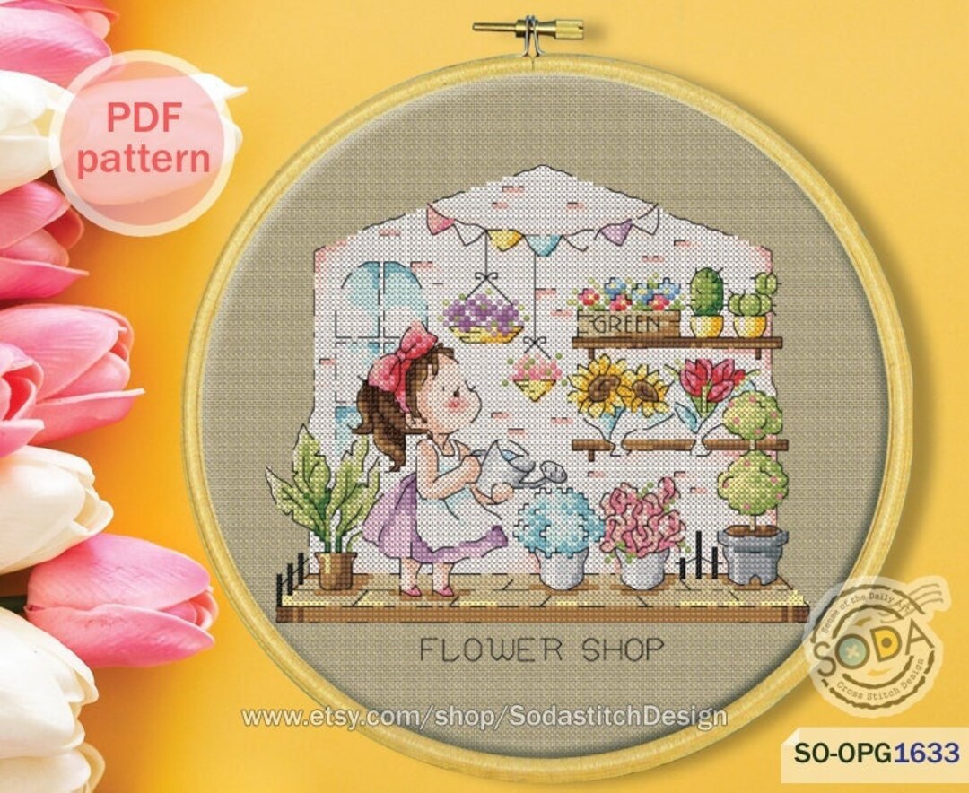 FLOWER Shop Cross Stitch Pattern Pdf Mini Store Mini Shop Florist Plant ...