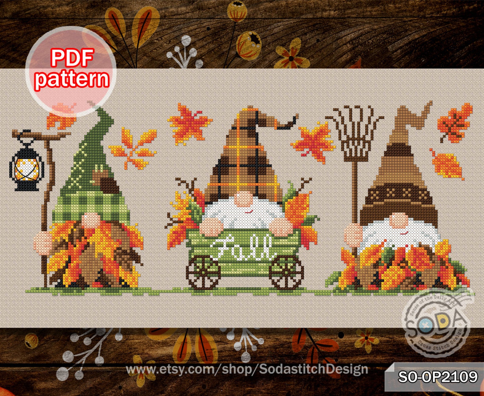 Cross Stitch Pattern Pdf Gnome Autumn Fall Elf Fairy Easy - Etsy