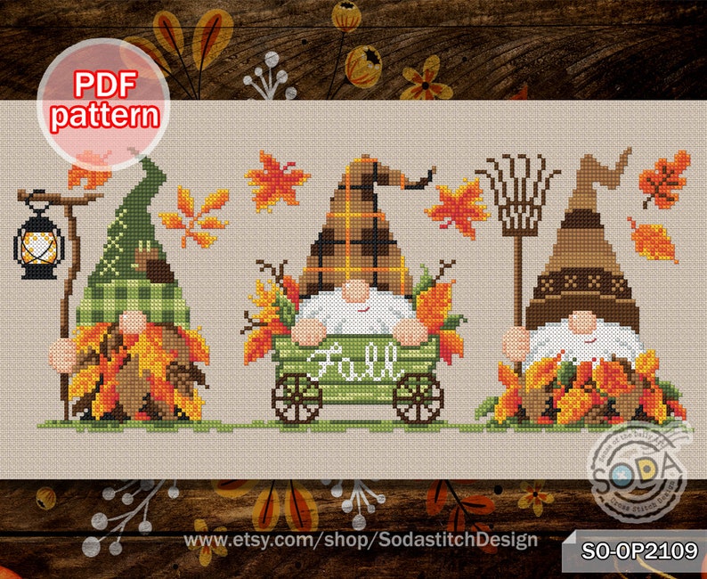 Cross Stitch Pattern Pdf Gnome Autumn Fall Elf Fairy Easy - Etsy