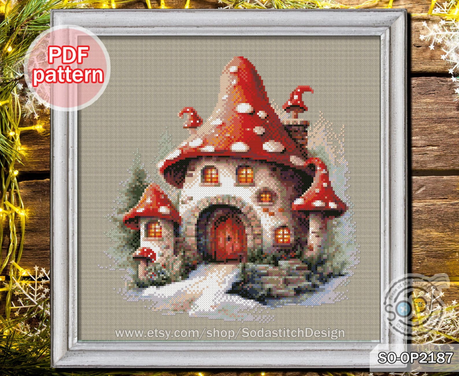 Cross Stitch Pattern Pdf Fairy Sprite Pixie Mushroom Modern, SO-OP2187 ...