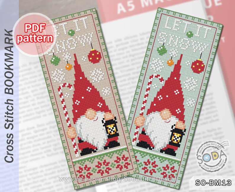 Cross Stitch Pattern Pdf Bookmark Reading Christmas Fairy Elf, SO-BM13 ...