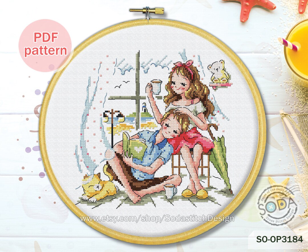 Cross Stitch Pattern Pdf Cute Lover Couple Modern Instant Download ...