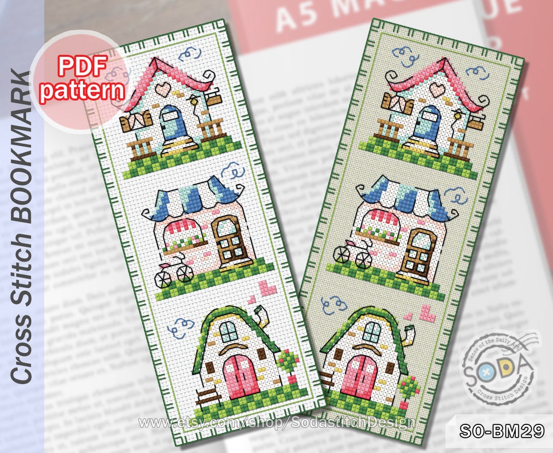 Bookmark Cross Stitch Pattern Pdf Home Sweet Home House Instant ...
