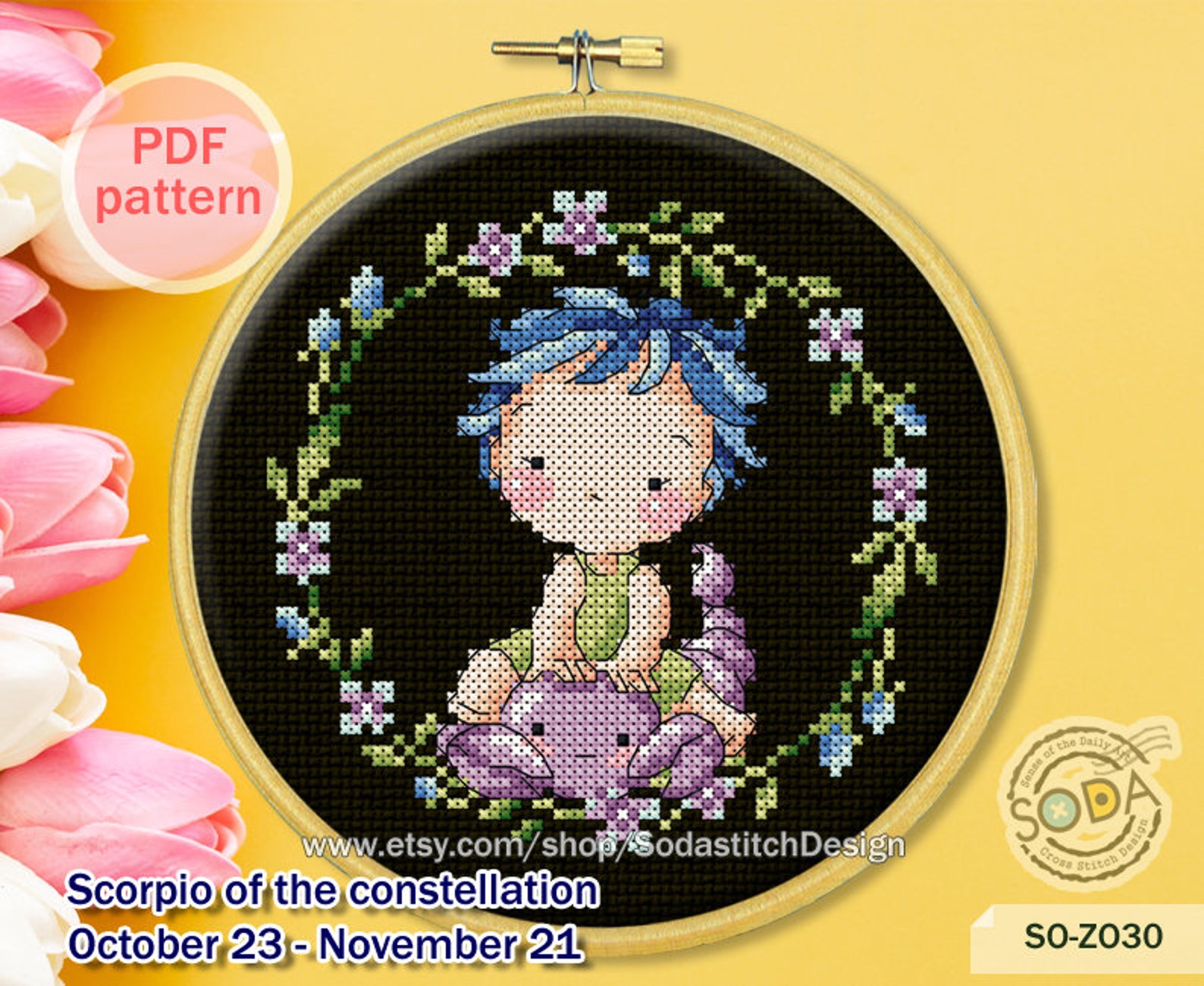 Cross Stitch Pattern Pdf Constellation Zodiac October November, SO-ZO30 ...