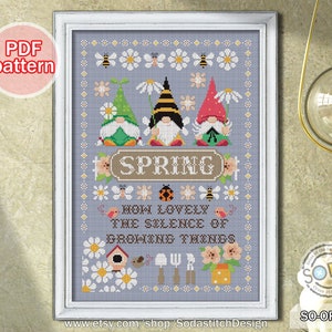 Cross Stitch Pattern Pdf Gnome Spring Summer Fall Autumn Winter Four ...