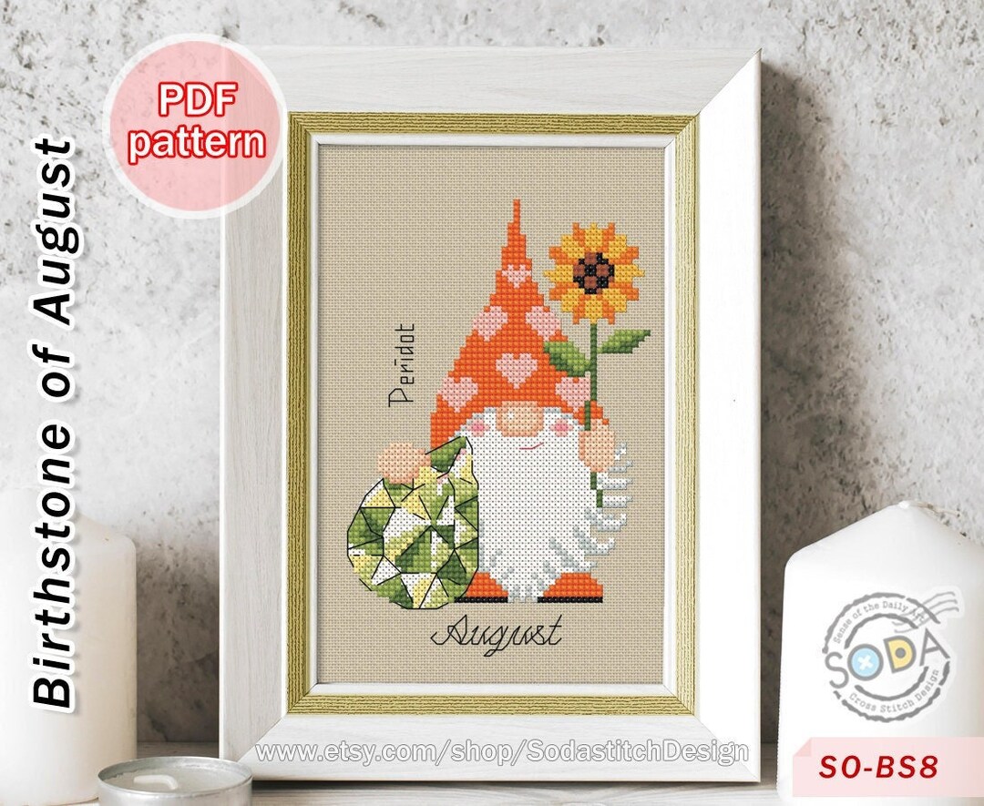 Cross Stitch Pattern Pdf Peridot Jewel Gem Jewelry Jewellery Gnome, SO ...