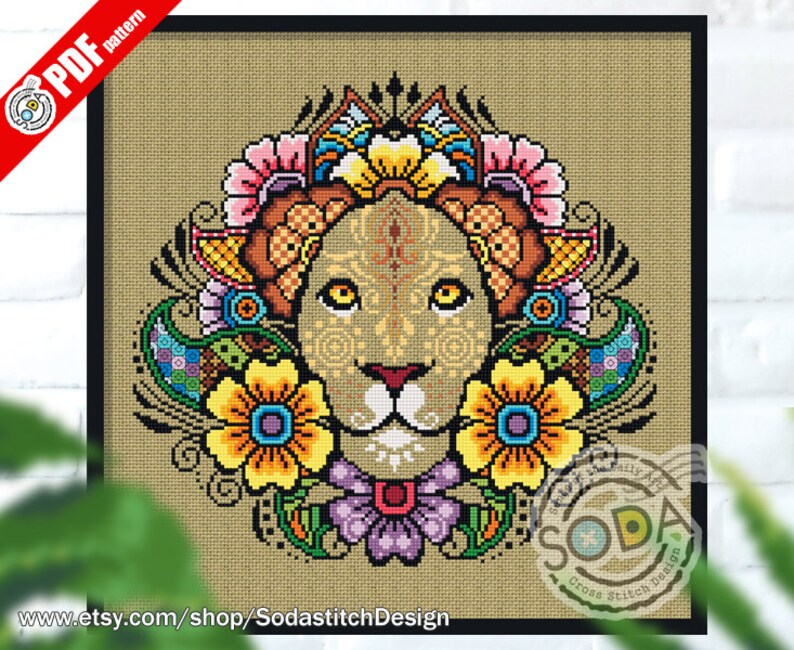 Lion Cross Stitch Patterncross Stitch Chartcounted Cross - Etsy