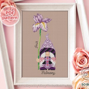 Birth Month Flower Cross Stitch Pattern Pdf Iris 12 Month - Etsy Canada