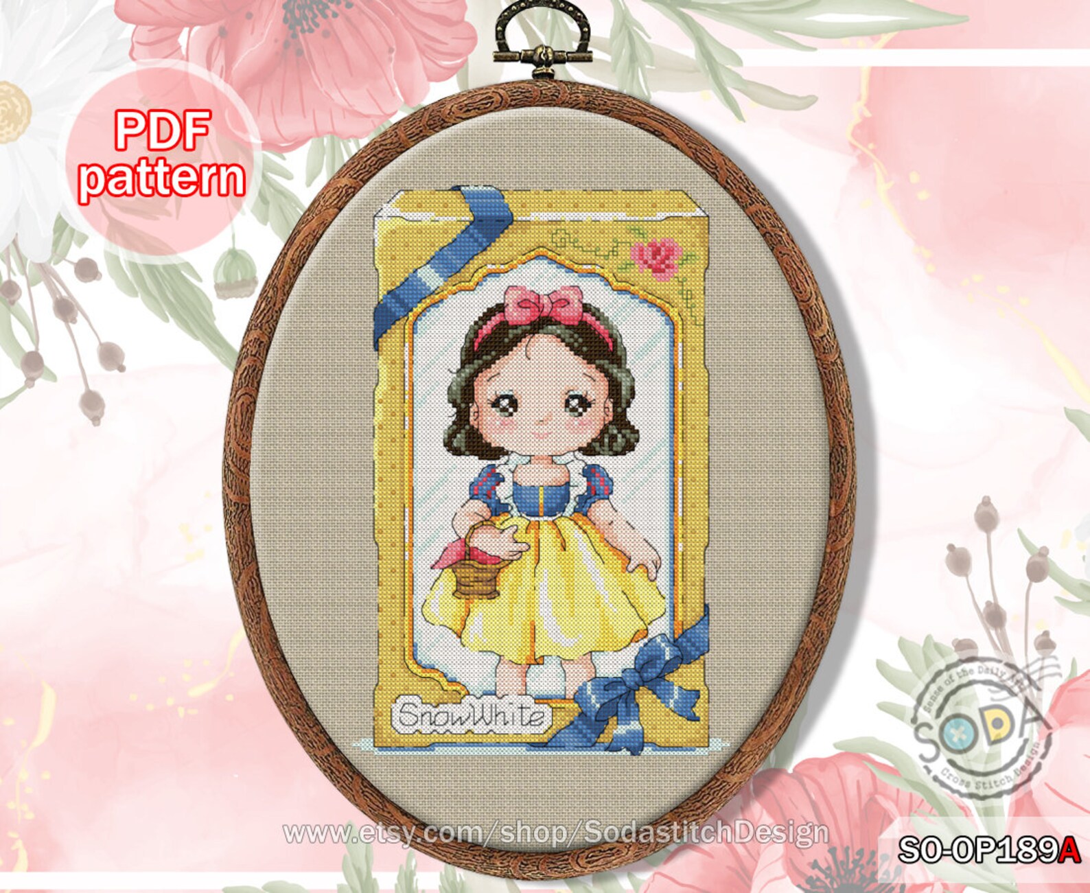 Cross Stitch Pattern Pdf Snow White Modern, SO-OPG189A 'fairy Tale Doll ...