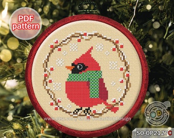 Cross Stitch Pattern Winter Red Cardinal Christmas Ornament - Etsy
