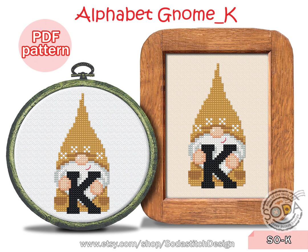 Alphabet Cross Stitch Pattern Pdf Gnome Fairy Sprite Elf Pixie Alphabet Learning Modern Download ...