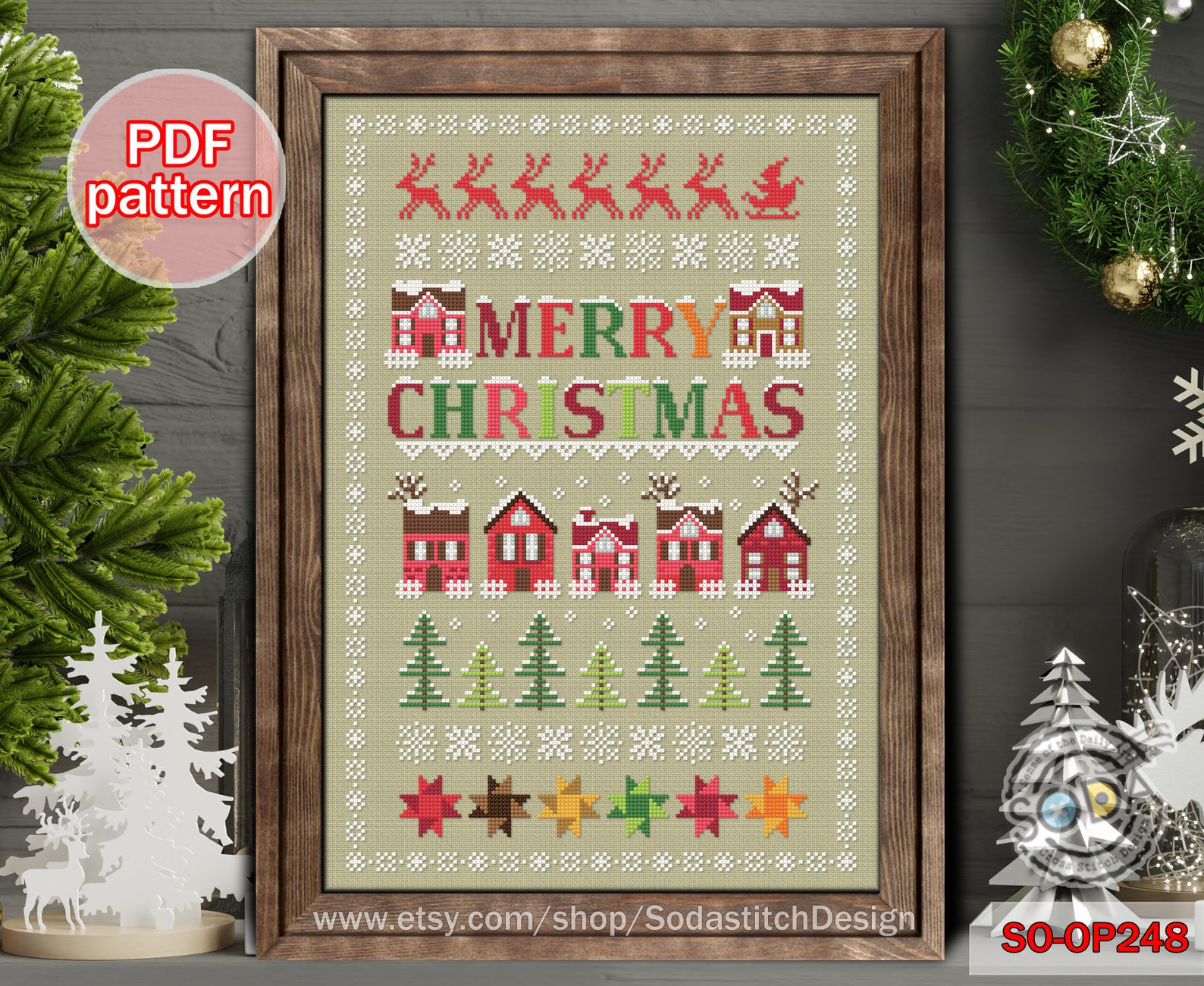 Christmas Cross Stitch Pattern Pdf Santa Claus Rudolph Winter - Etsy