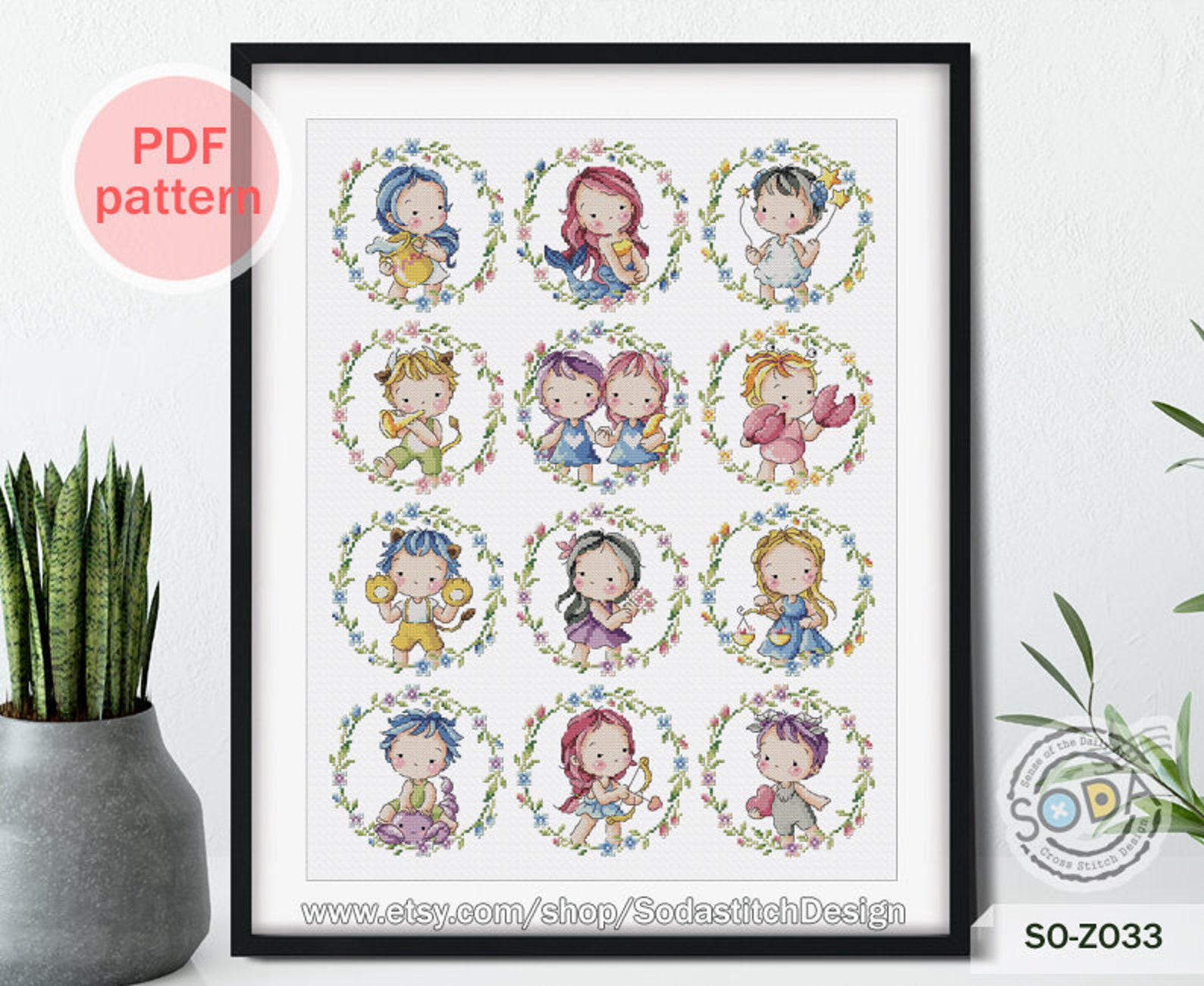 Constellation Zodiac Cross Stitch Pattern 12month Modern | Etsy