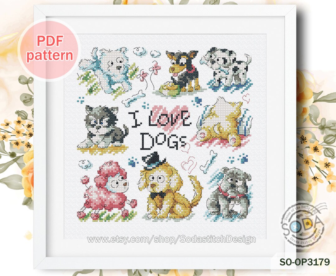 Dogs Cross Stitch Pattern,cute Animal Puppy Retriever Chihuahua Bulldog ...