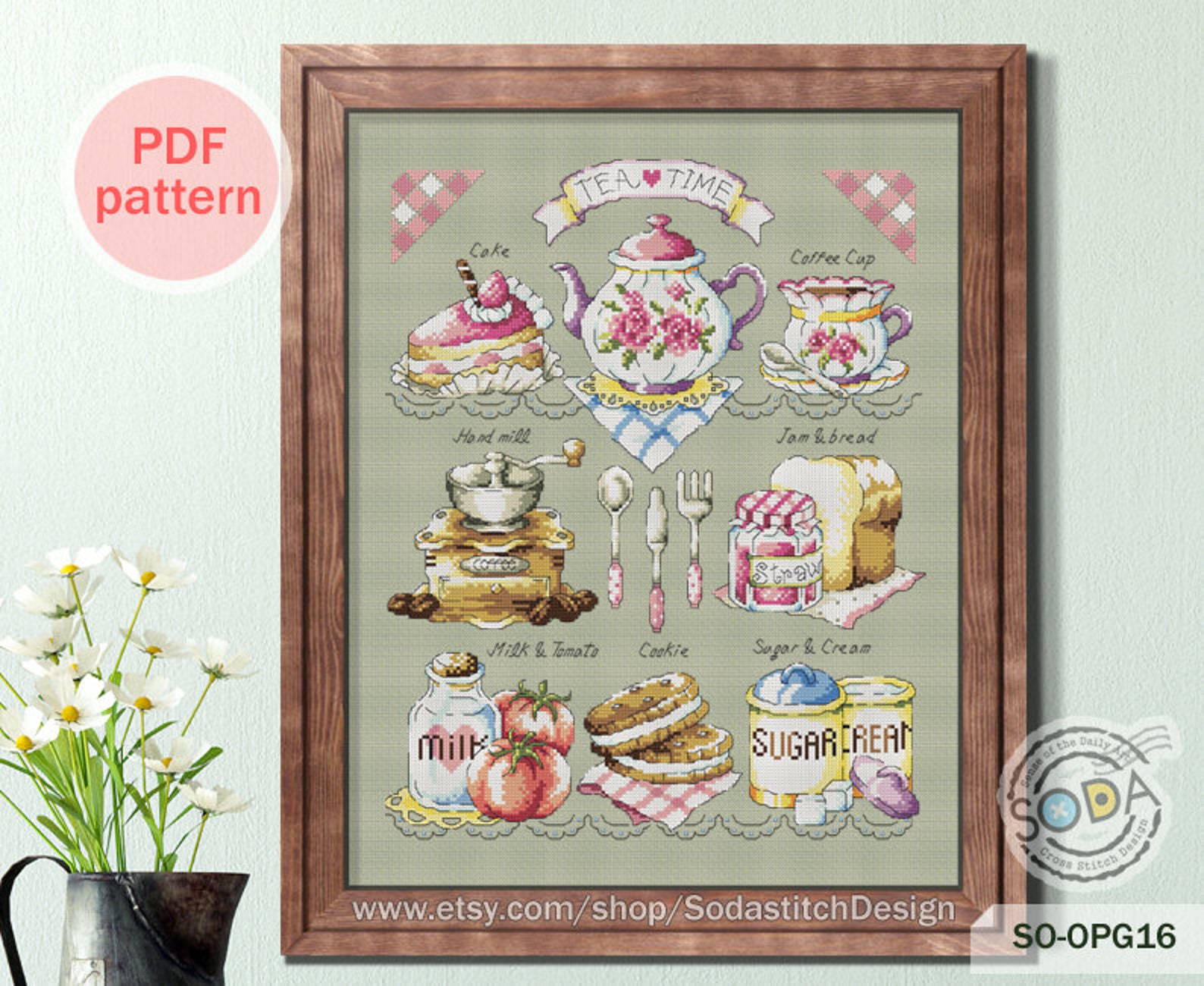 Tea Time Cross Stitch Patterntea Pot Coffee Tea House Living - Etsy