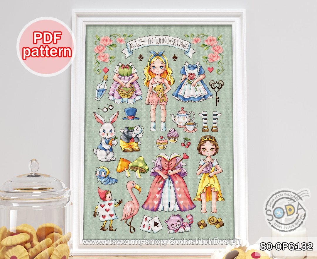 Cross Stitch Pattern Pdf Fairy Tale Story Modern, SO-OPG132 PAPER Doll ...