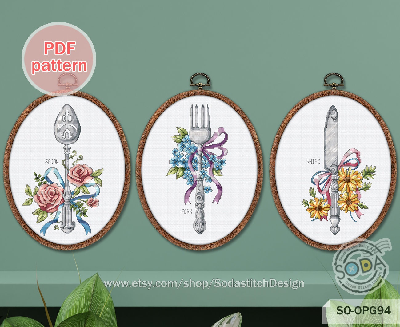 Cross Stitch Patternkitchen Dinning Room Decor Fork Spoon - Etsy