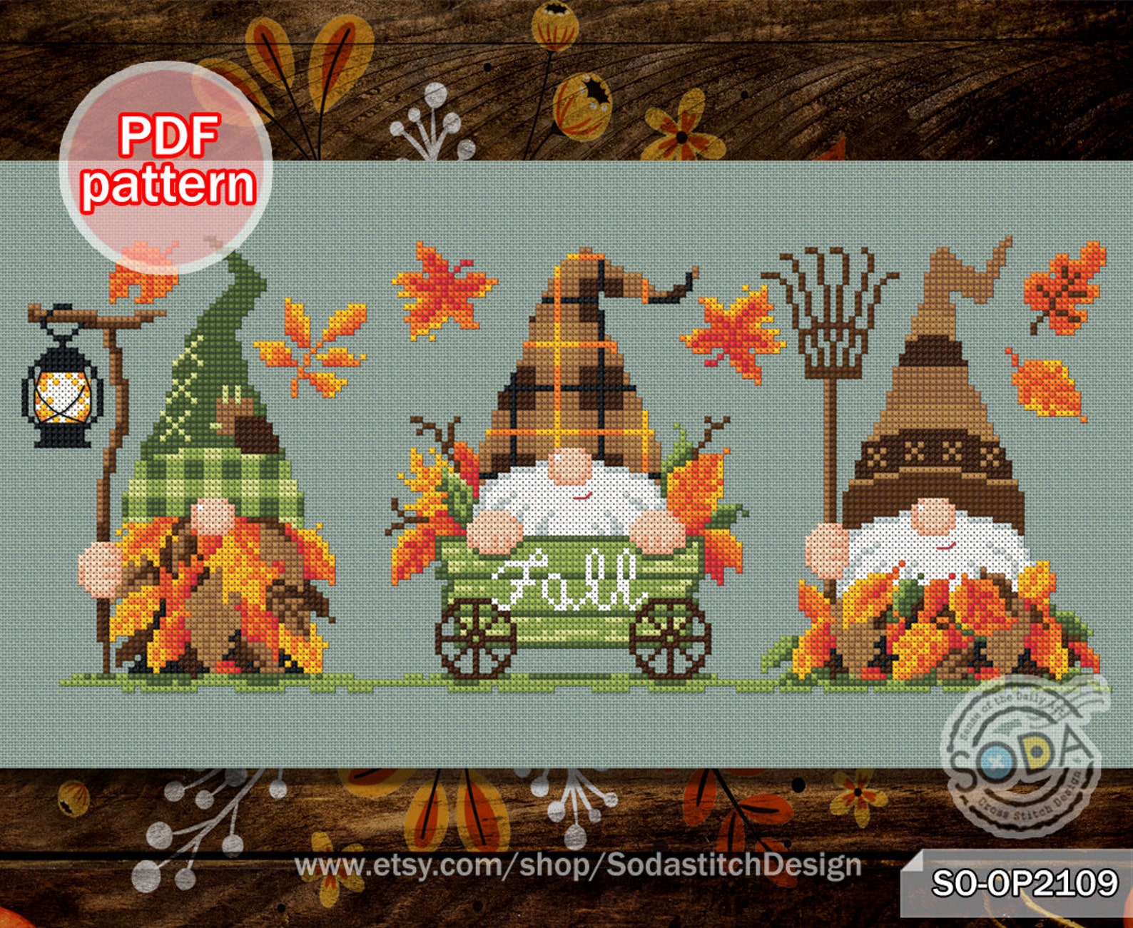 Cross Stitch Pattern Pdf Gnome Autumn Fall Elf Fairy Easy - Etsy