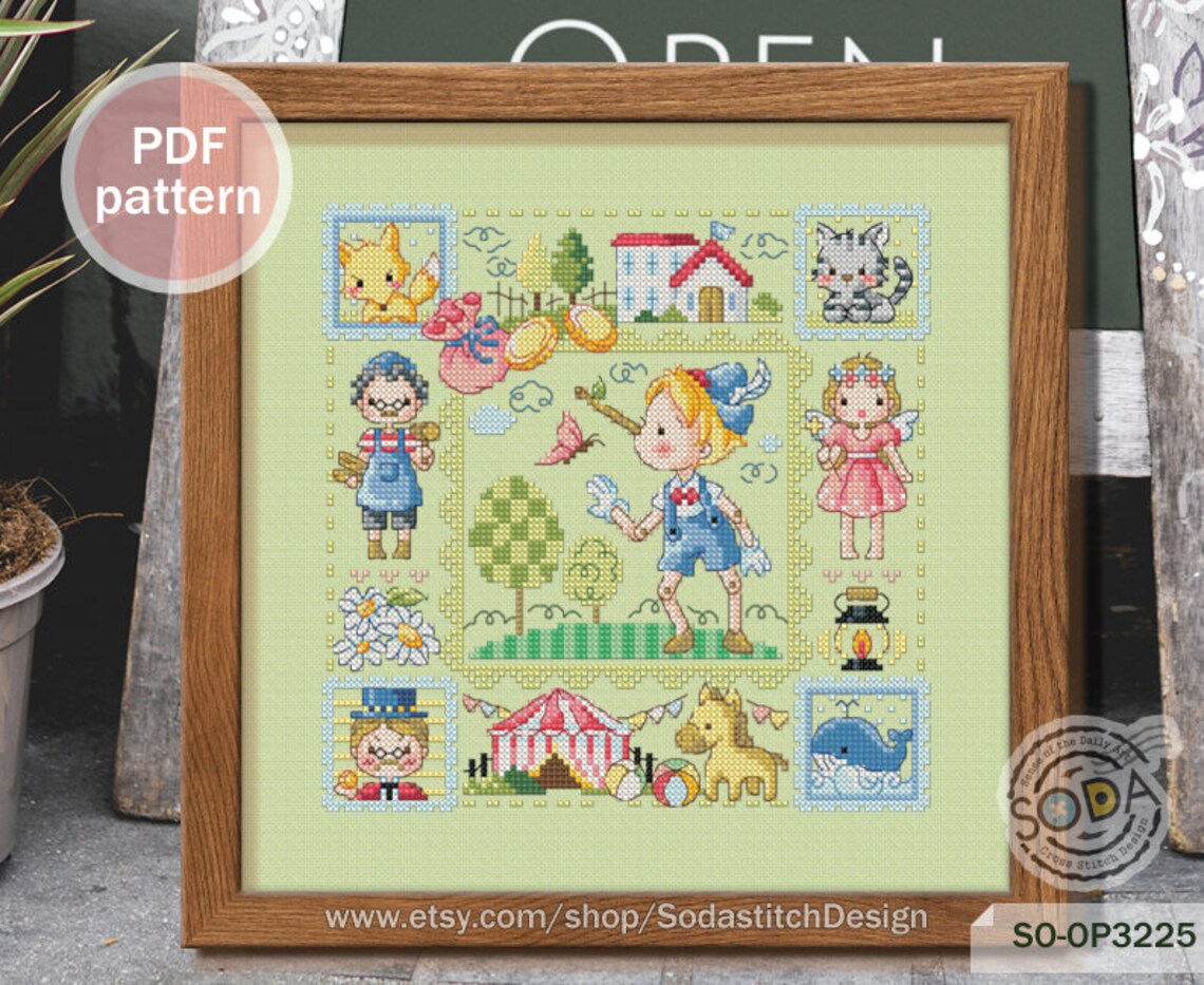 Pinocchio Cross Stitch Patternfairy Tale Story Book Modern - Etsy Australia