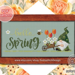Cross Stitch Pattern Pdf Gnome Spring Four Season Bee Flower Fairy ...