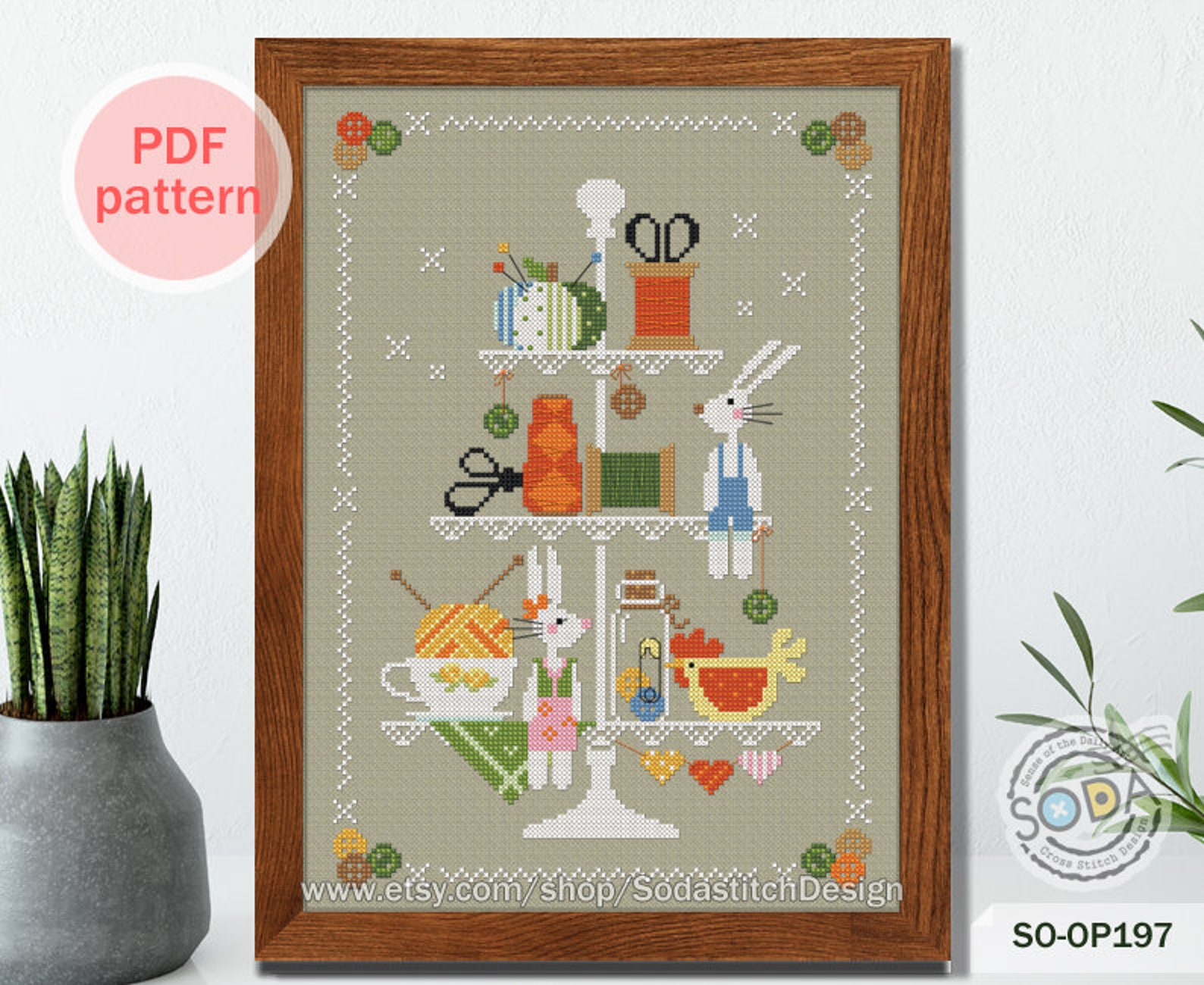 Sewing Rabbit Cross Stitch PatternCraft Goods Articles | Etsy