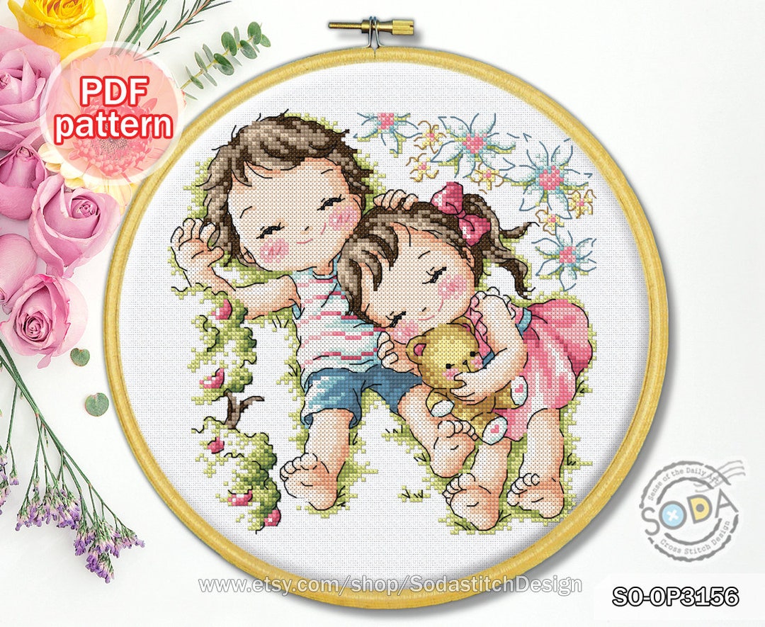 Cross Stitch Pattern Pdf Cute Lover Couple Modern Instant Download ...
