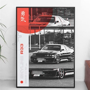 JDM Nissan Skyline R33 - All Size A4-B1! Jdm Poster / Wangan / Japan ...