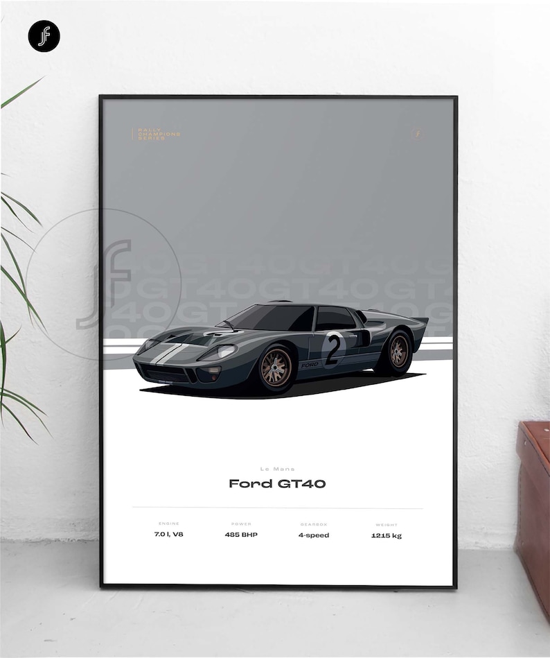 Ford GT40 le Mans Poster All Size A4-B1 Racing Artwork, Wrc, Petrolhead ...