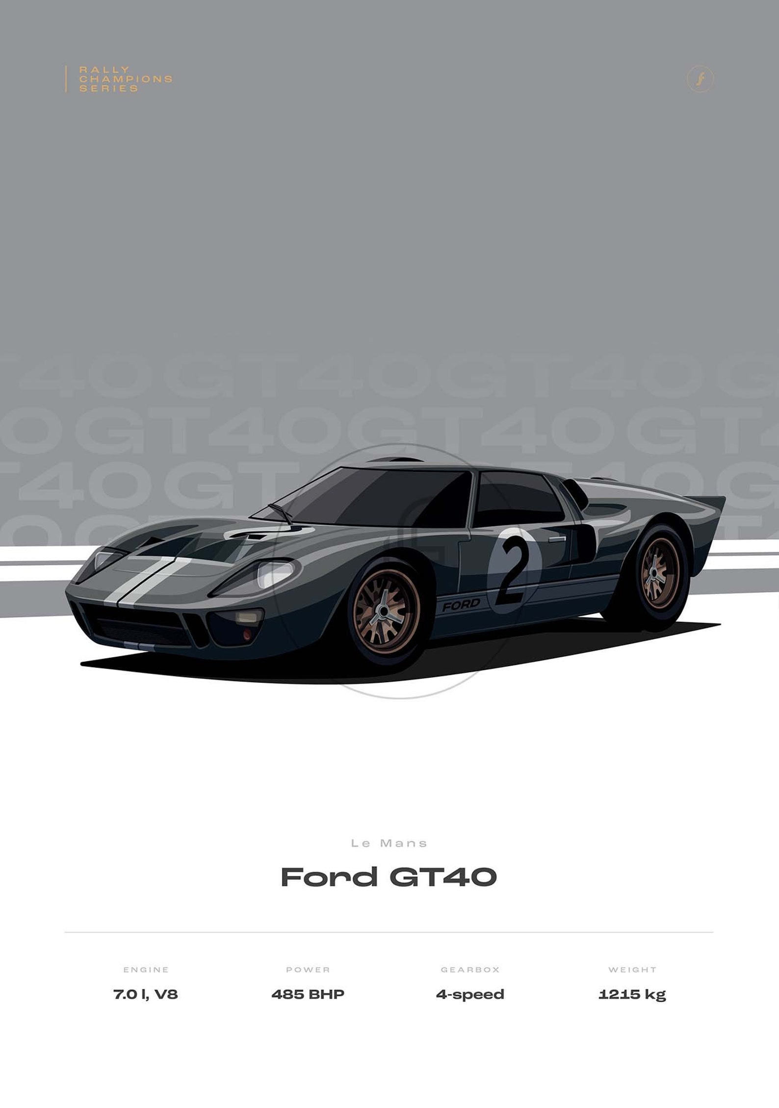 Ford GT40 le Mans Poster All Size A4-B1 Racing Artwork, Wrc, Petrolhead ...