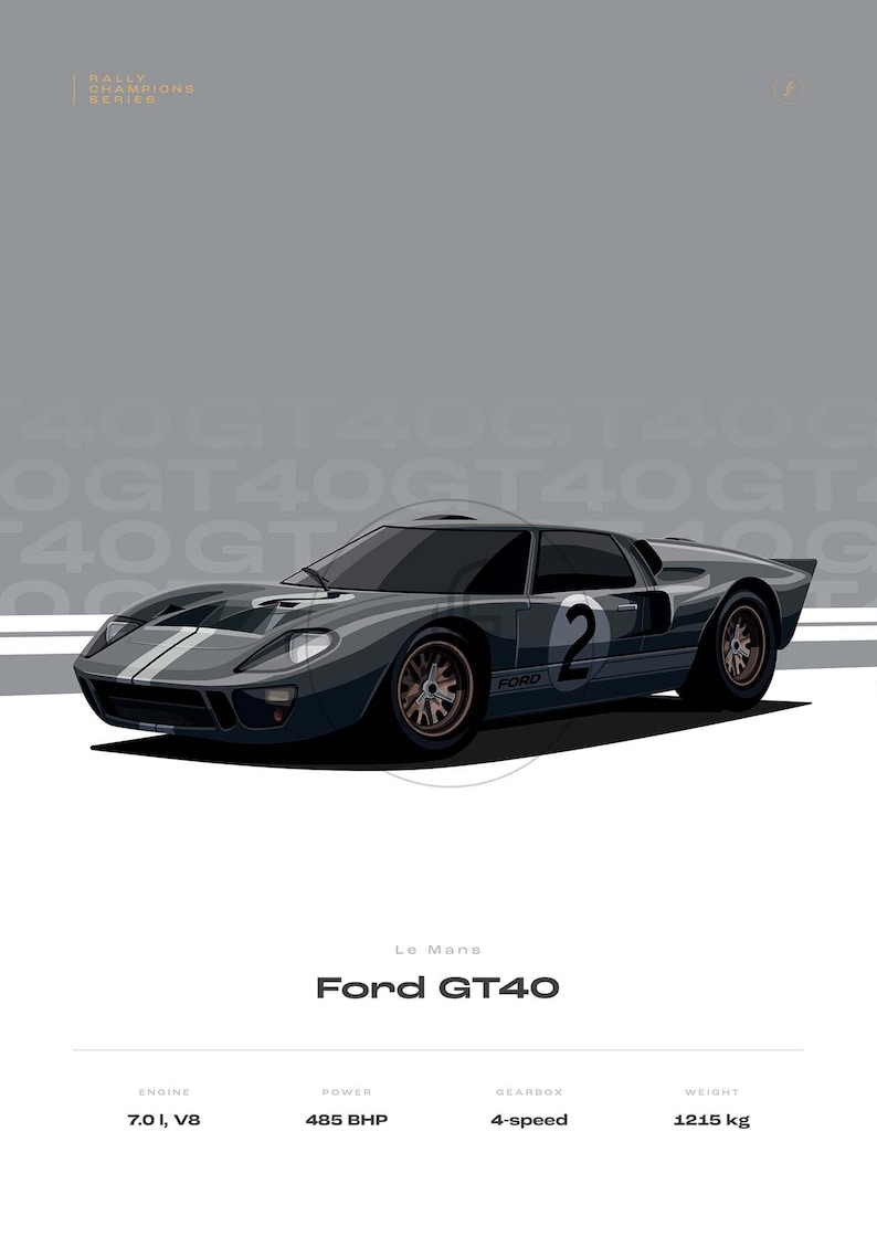 Ford GT40 (le Mans) Poster - All Size A4-B1! Racing Artwork, Wrc ...