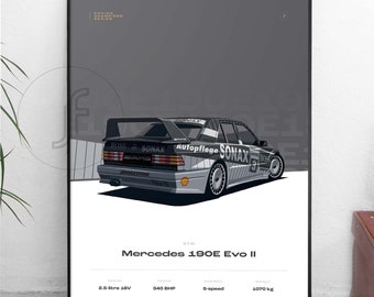 Mercedes 190e Poster Evo - Etsy