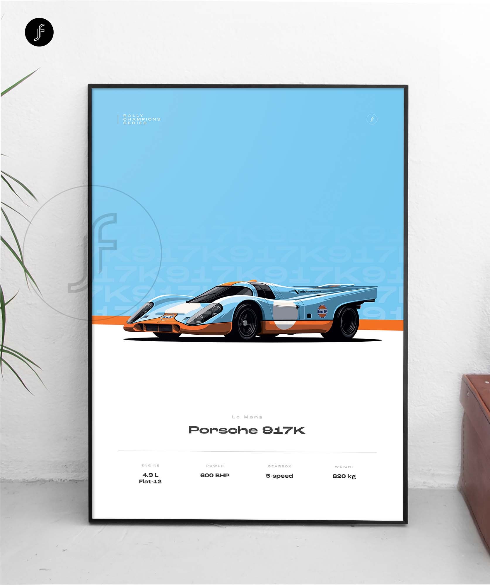 Porsche 917K gulf Poster All Size A4-B1 Rally Artwork, Wrc, Petrolhead ...