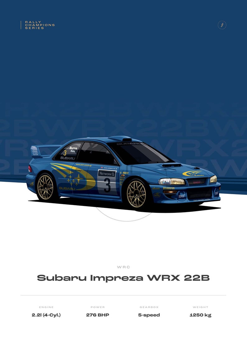 Subaru Impreza WRX 22B Poster - All Sizes A4-B1! Rally Artwork, Wrc ...