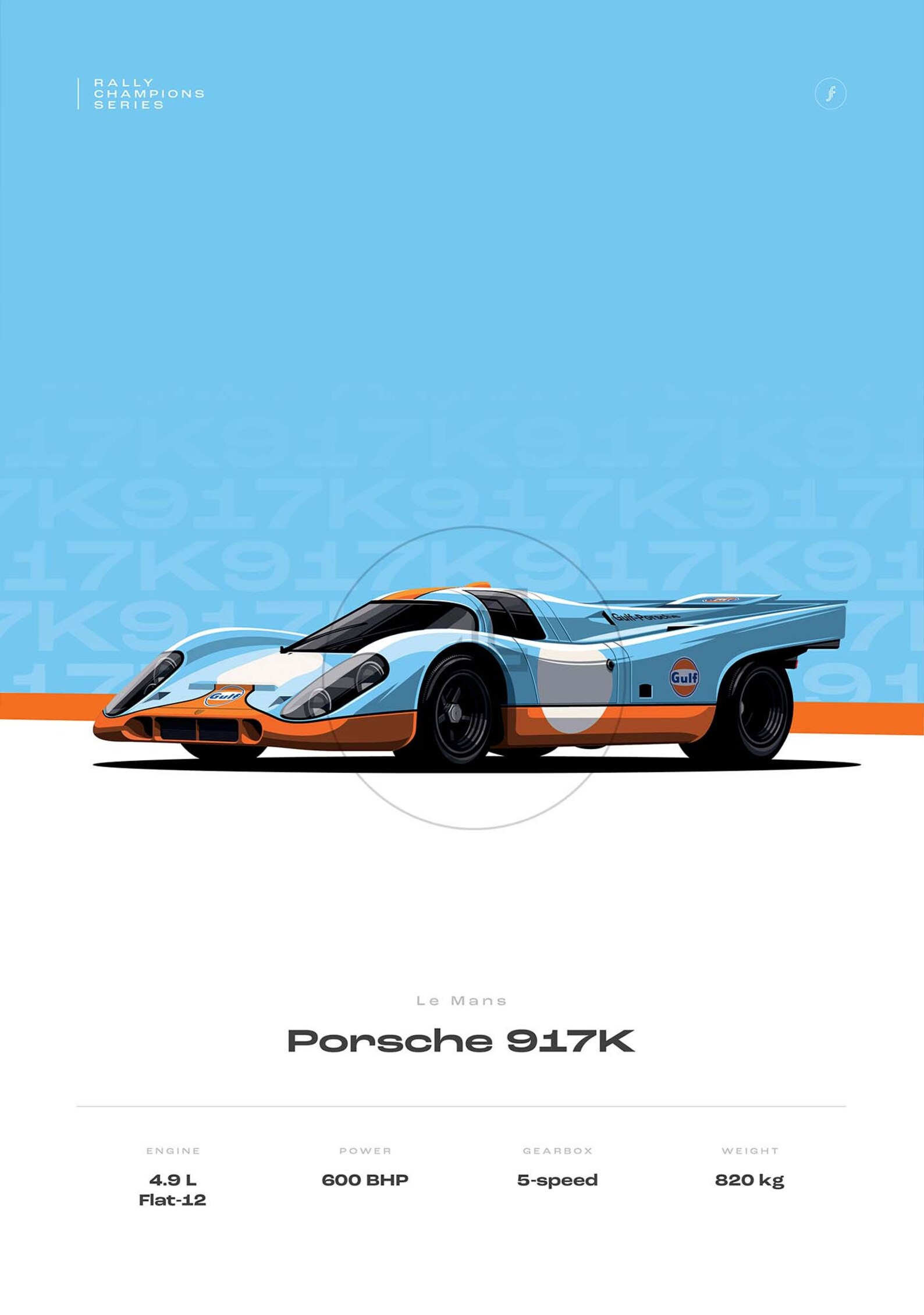 Porsche 917K gulf Poster All Size A4-B1 Rally Artwork, Wrc, Petrolhead ...