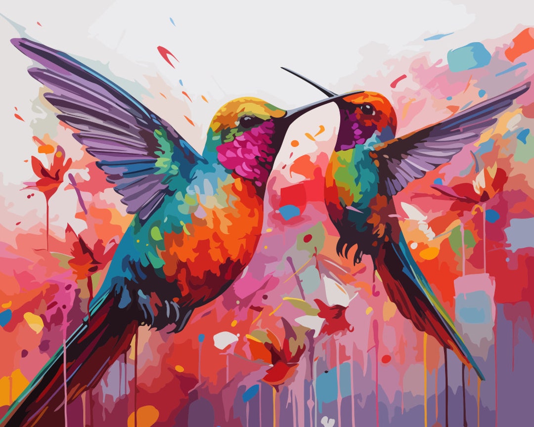 Hummingbirds Paint by Number DIY Kit for Adults Paint by - Etsy