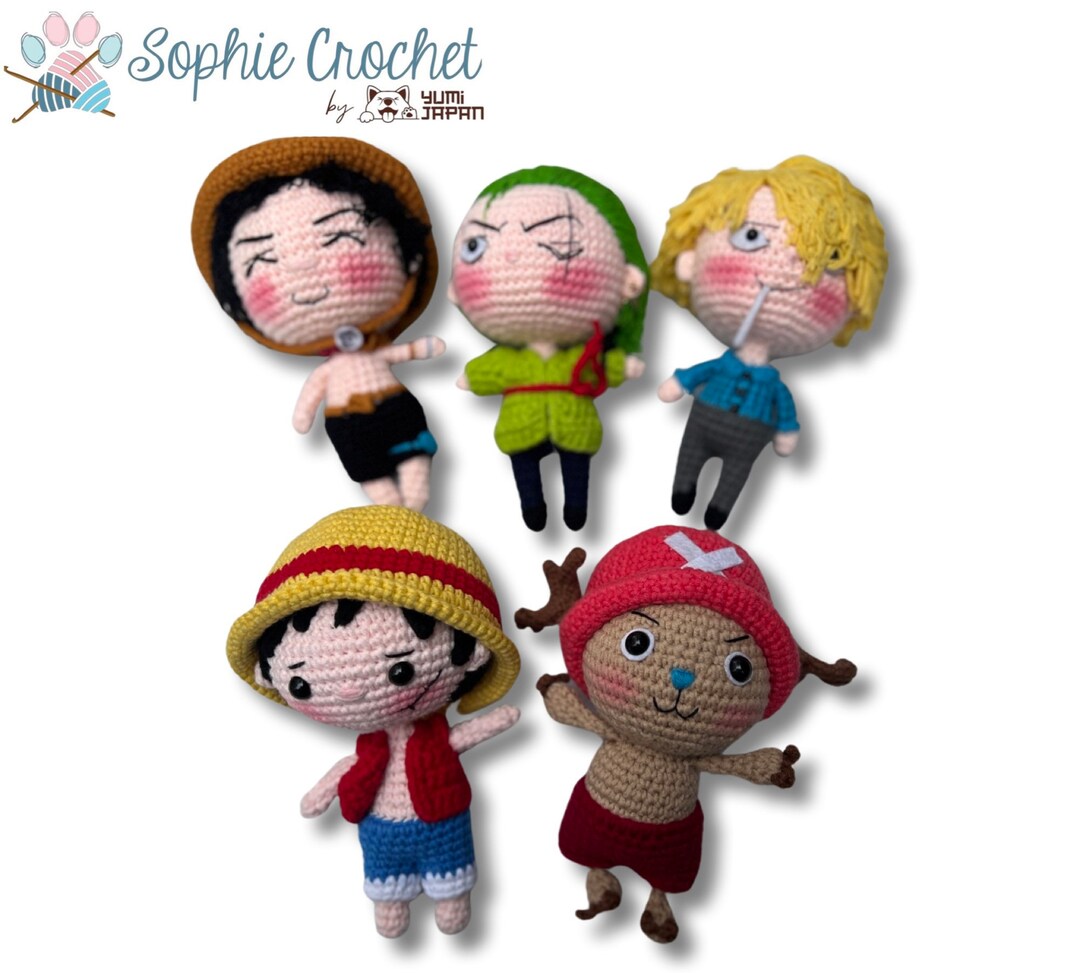 One Piece Crochet Doll Luffy and His Friends 16 Cm Each - Etsy