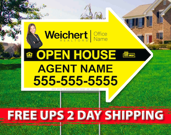 10 Pack Custom Open House Arrow Yard Sign 18 X 24, 2 Sided Add Your ...
