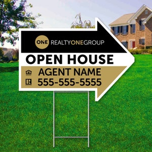 Realty One Open House Arrow Signs | 17in X 23in | 2 Sided | Digital ...