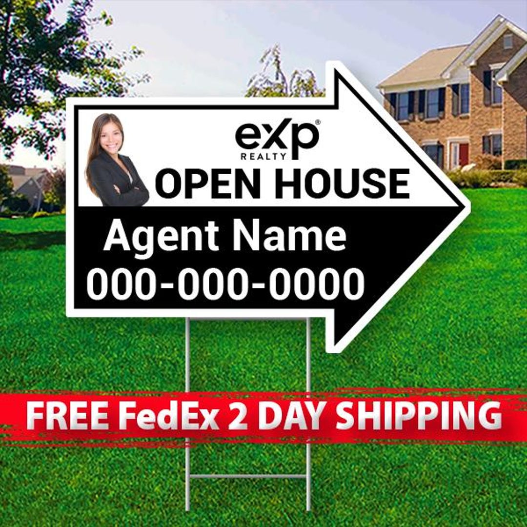 Exp Realty Open House Arrow Signs | 17in X 23in | 2 Sided | Add Your ...