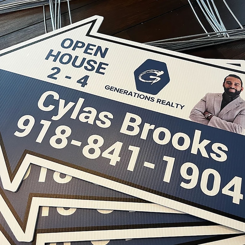 Custom Open House Arrow Signs 17in X 23in 2 Sided Add - Etsy