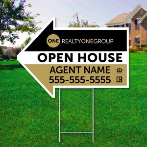 Realty One Open House Arrow Signs | 17in X 23in | 2 Sided | Digital ...