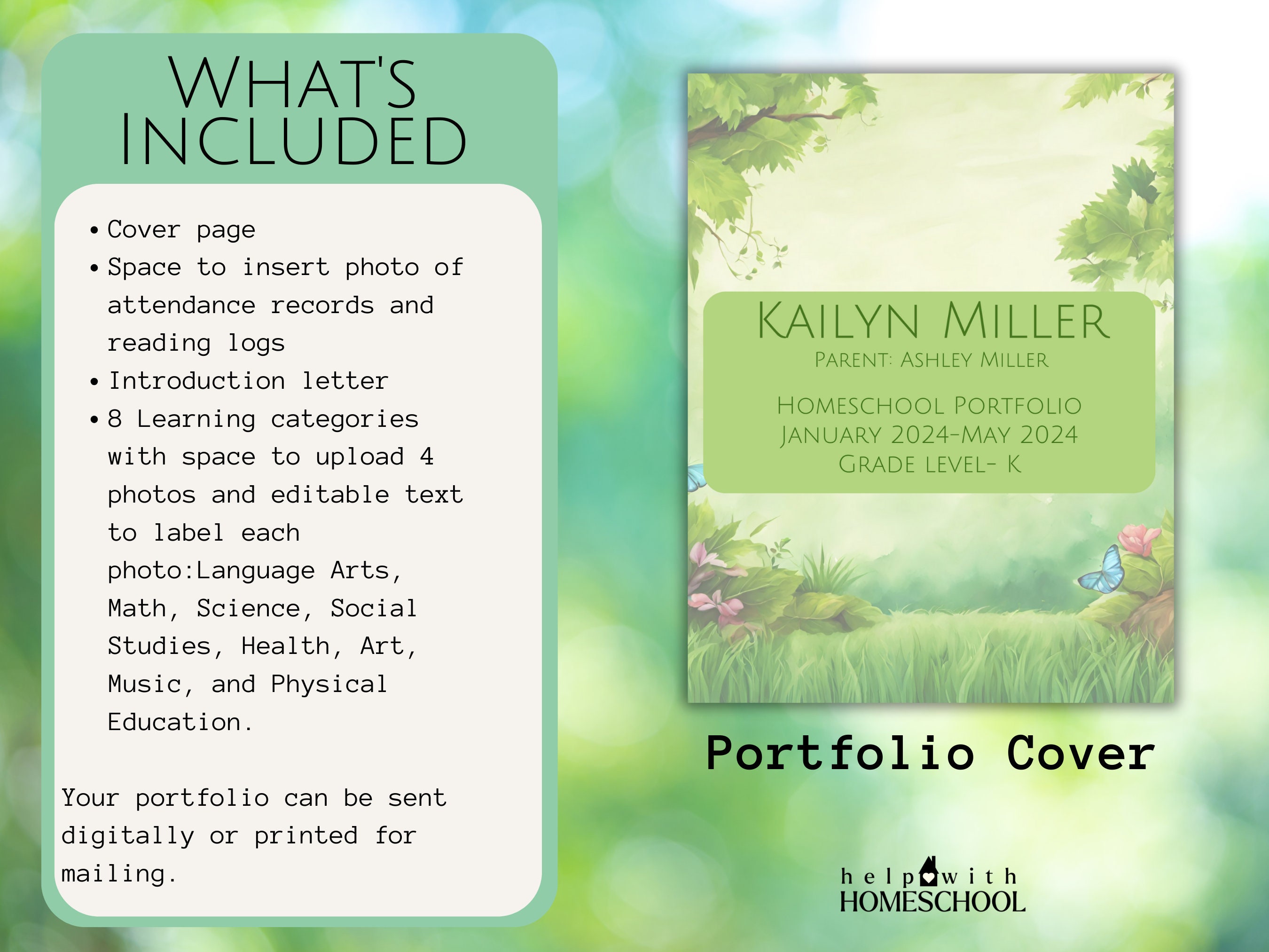 Homeschool Digital Portfolio, Printable Template, Editable Homeschool ...