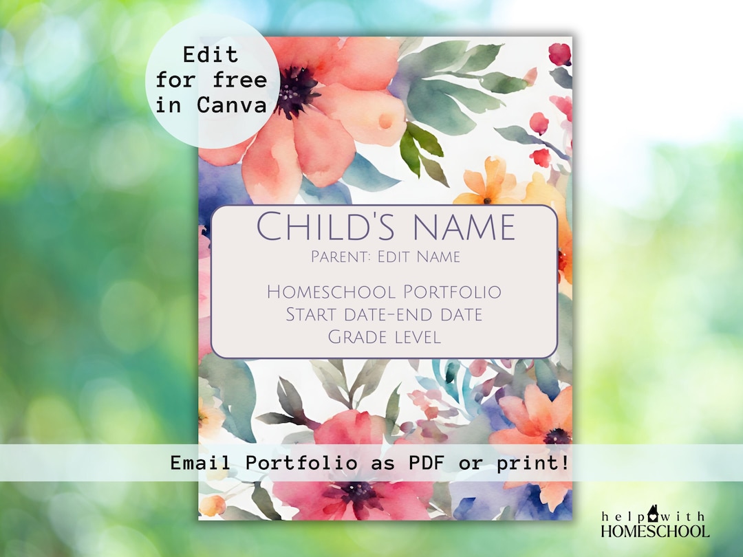 Homeschool Portfolio, Printable Template, Editable Homeschool Planner ...