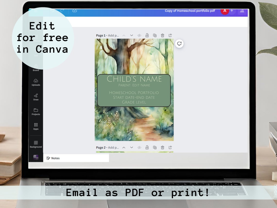 Digital Homeschool Portfolio, Printable Template, Editable Homeschool ...