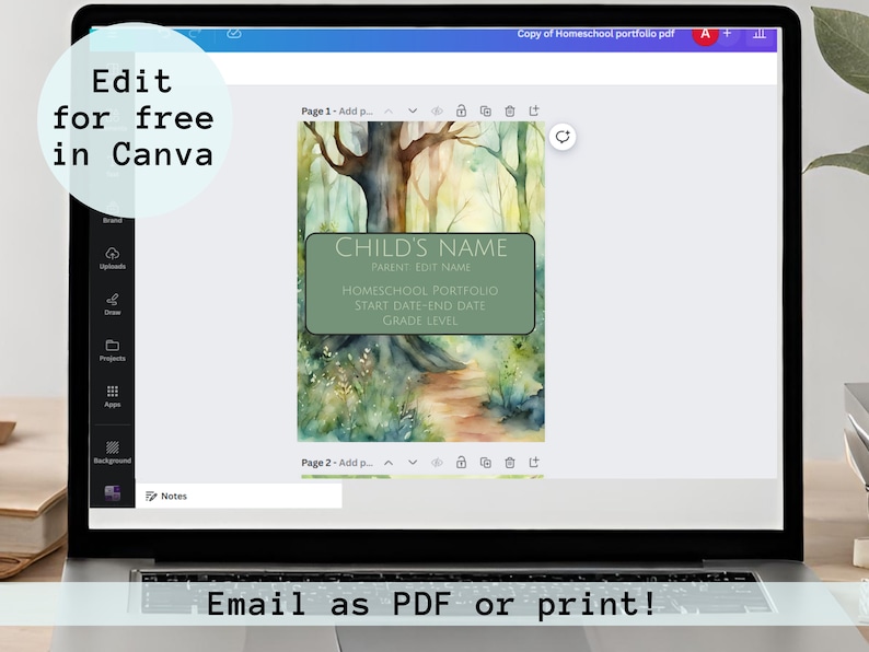 Digital Homeschool Portfolio, Printable Template, Editable Homeschool ...