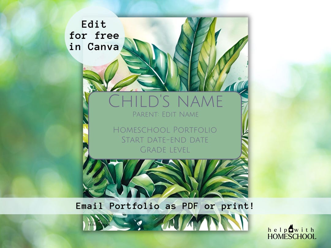 Digital Homeschool Portfolio, Printable Template, Editable Homeschool ...